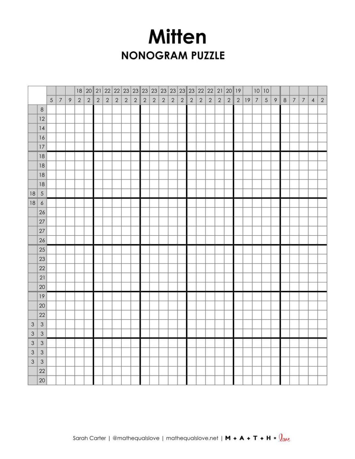 Mitten Nonogram Puzzle | Math = Love
