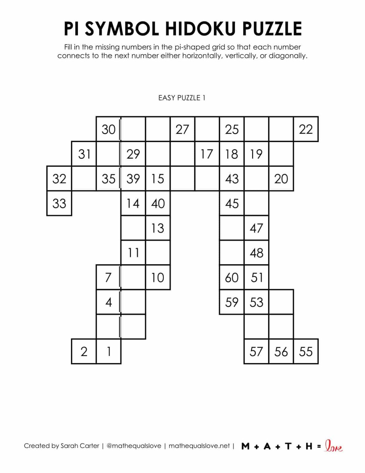 Pi Symbol Hidoku Puzzles for Pi Day [Free Printable PDF]