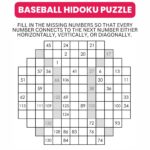 Baseball Hidoku Logic Puzzles | Math = Love