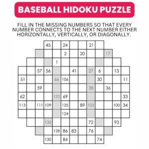 Baseball Hidoku Logic Puzzles | Math = Love