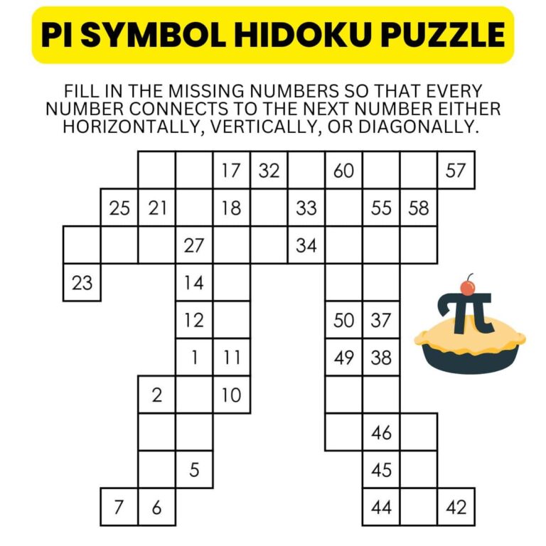 Pi Symbol Hidoku Puzzles for Pi Day [Free Printable PDF]