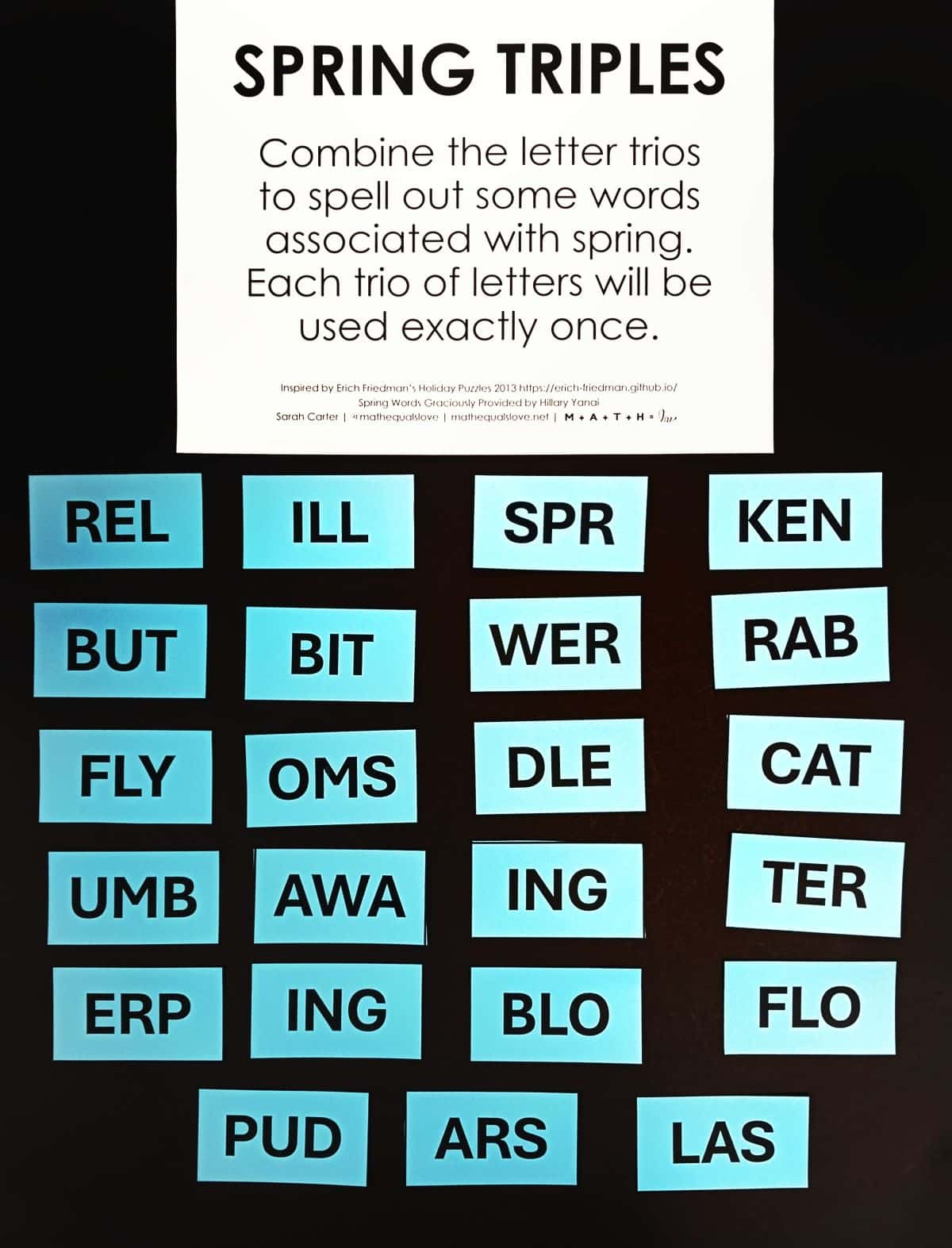 Spring Triples Puzzle | Math = Love