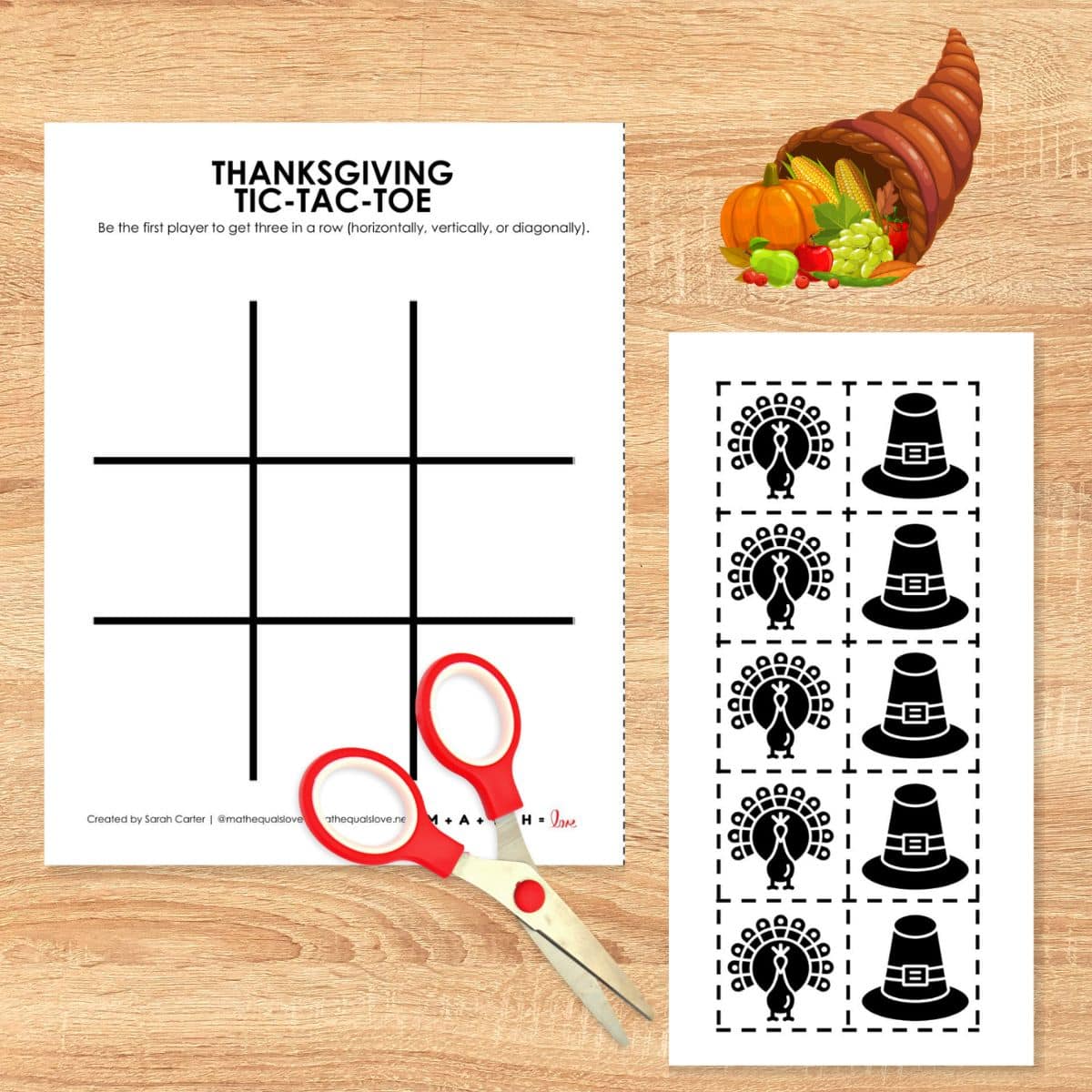 Thanksgiving Tic Tac Toe Game | Math = Love