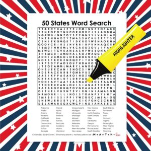 50 States Word Search Puzzle | Math = Love