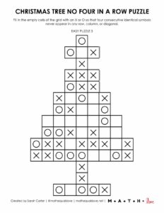 Christmas Tree No Four in a Row Puzzles | Math = Love