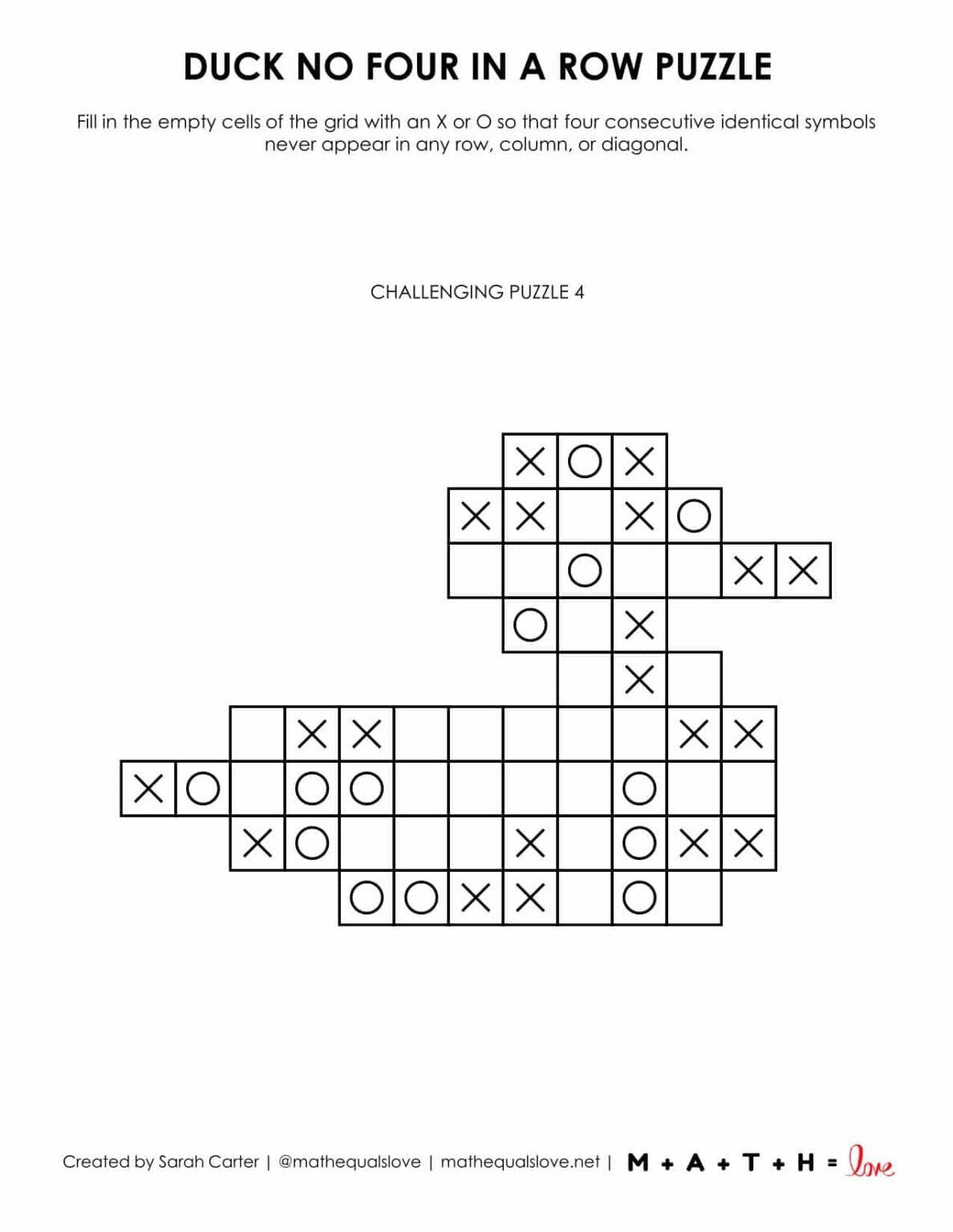 Duck No Four in a Row Puzzles | Math = Love