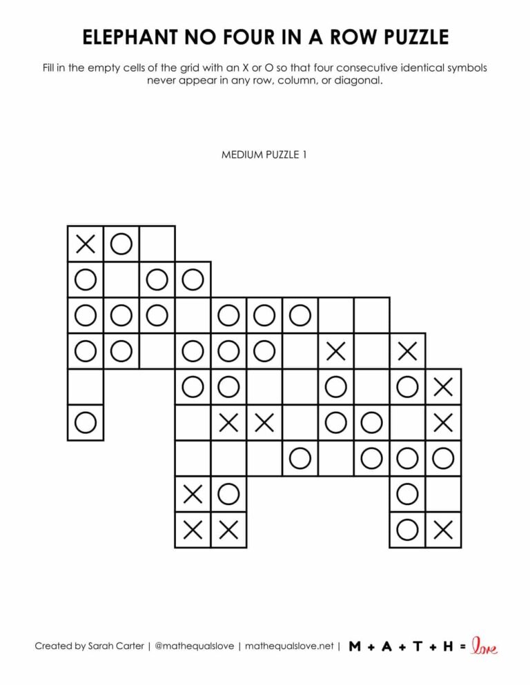 Elephant No Four in a Row Puzzles | Math = Love