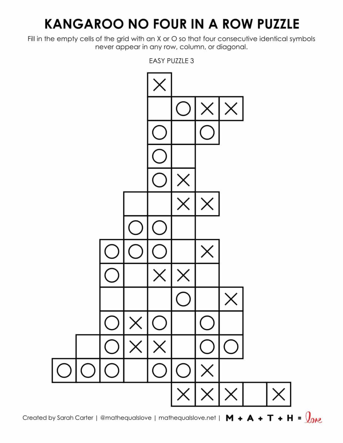 Kangaroo No Four in a Row Puzzles | Math = Love