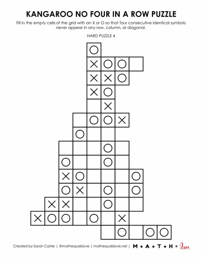 Kangaroo No Four in a Row Puzzles | Math = Love