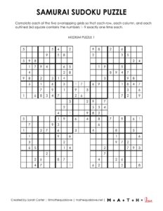 36 FREE Samurai Sudoku Printable Puzzles (PDF)