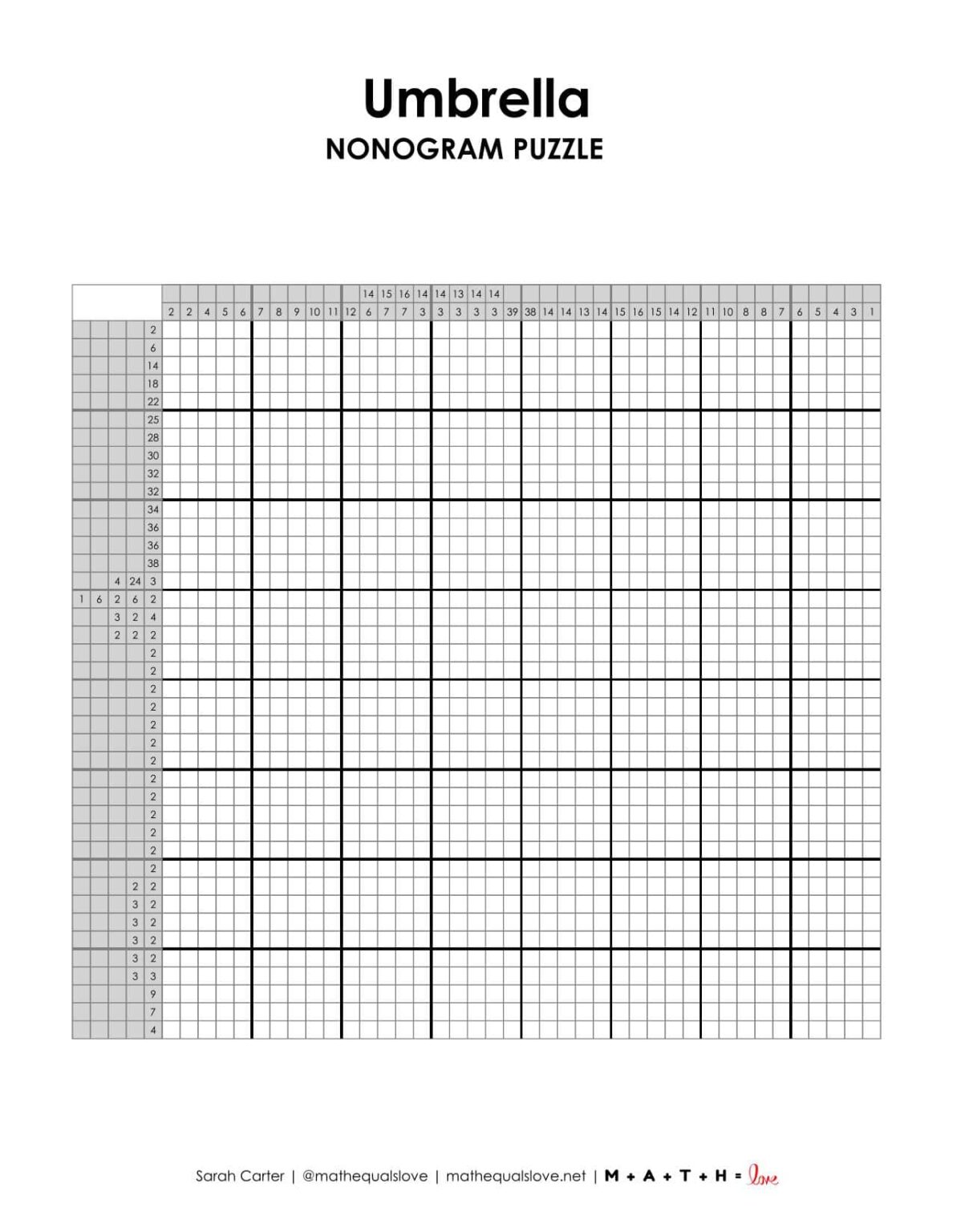 Umbrella Nonogram Puzzle | Math = Love