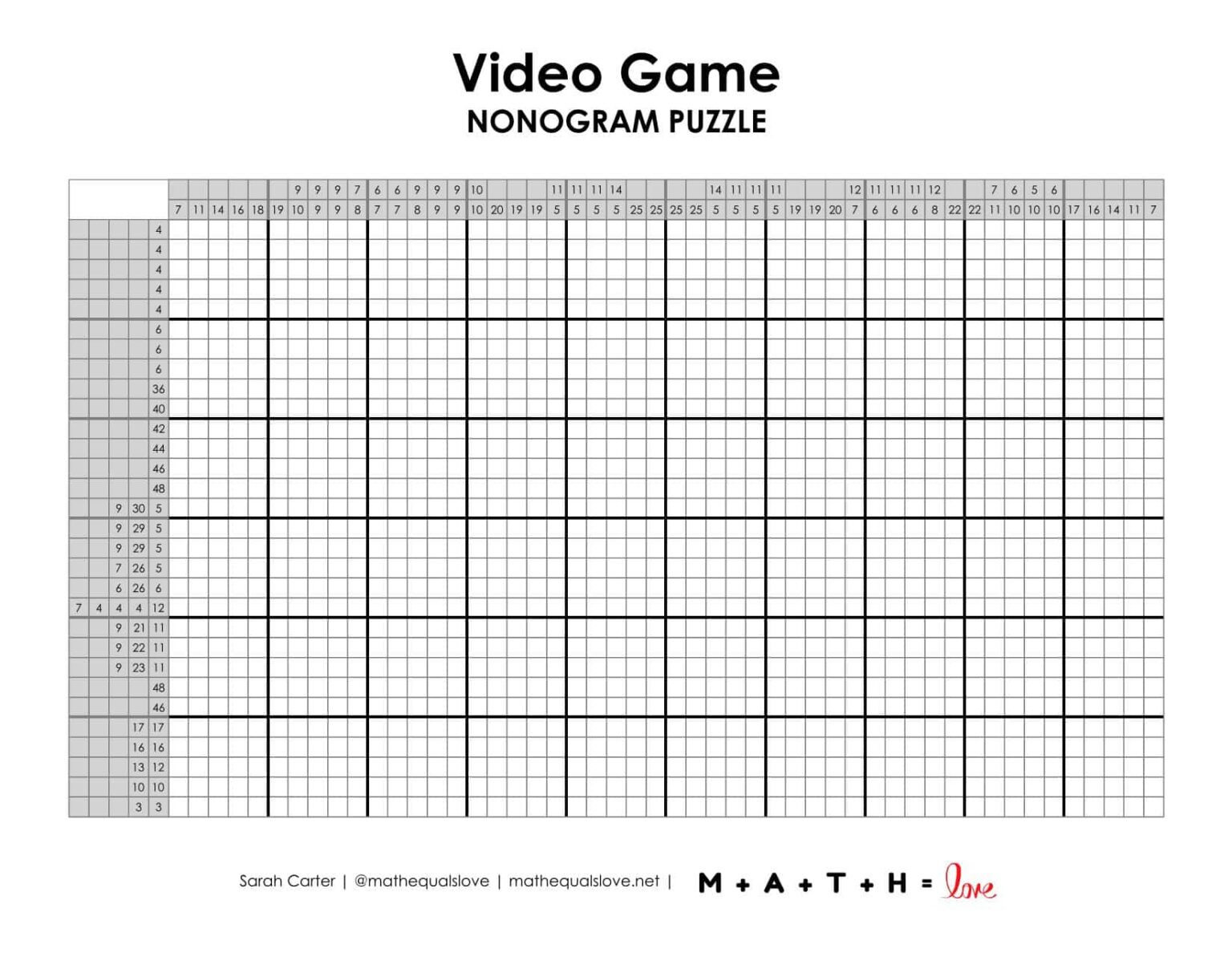 Video Game Nonogram Puzzle | Math = Love