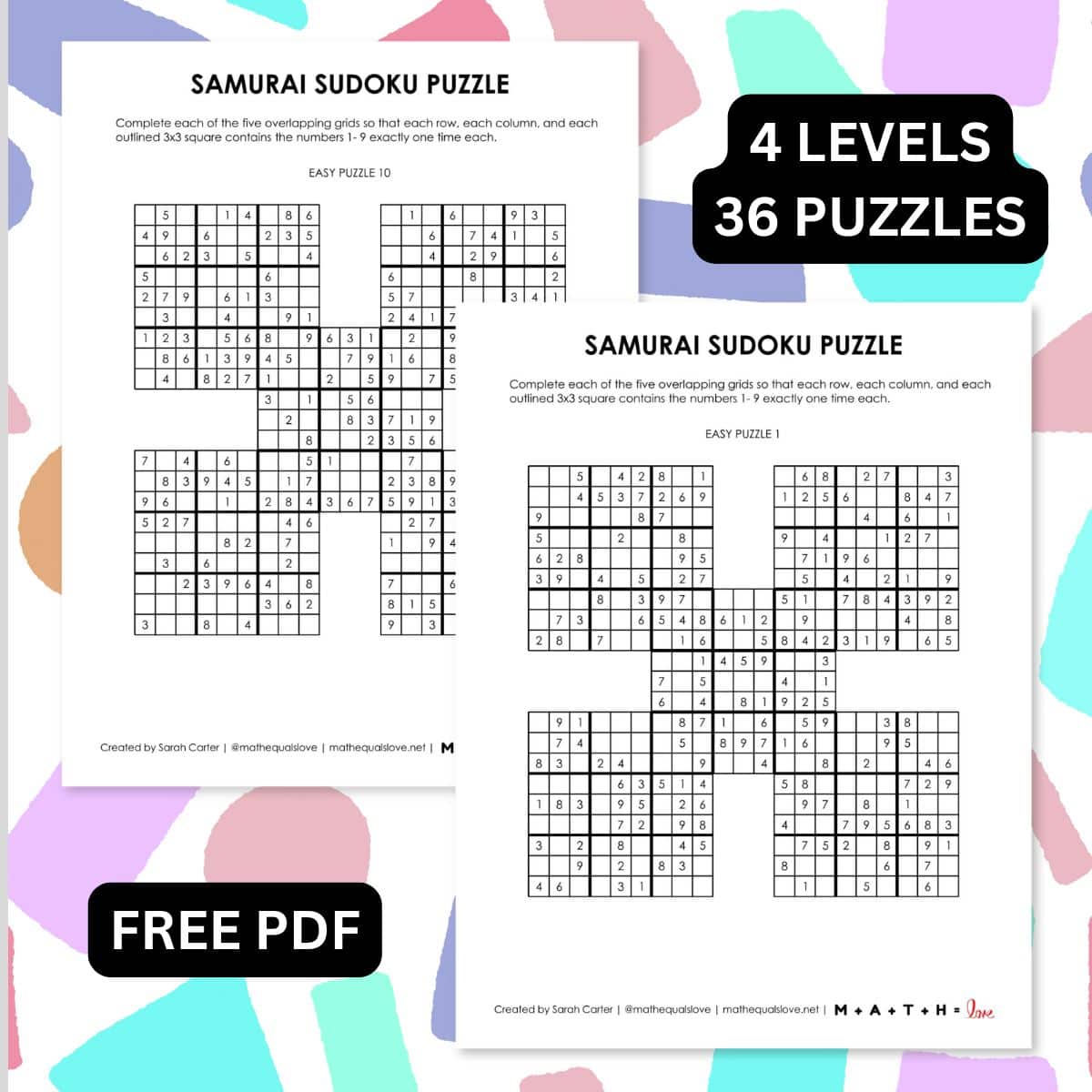 36 FREE Samurai Sudoku Printable Puzzles (PDF)