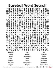 Baseball Word Search Puzzle (Free Printable PDF)