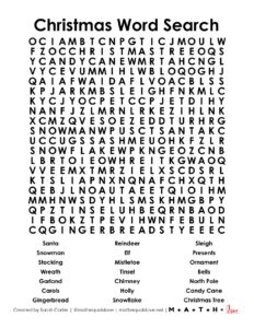 Christmas Word Search Puzzle | Math = Love