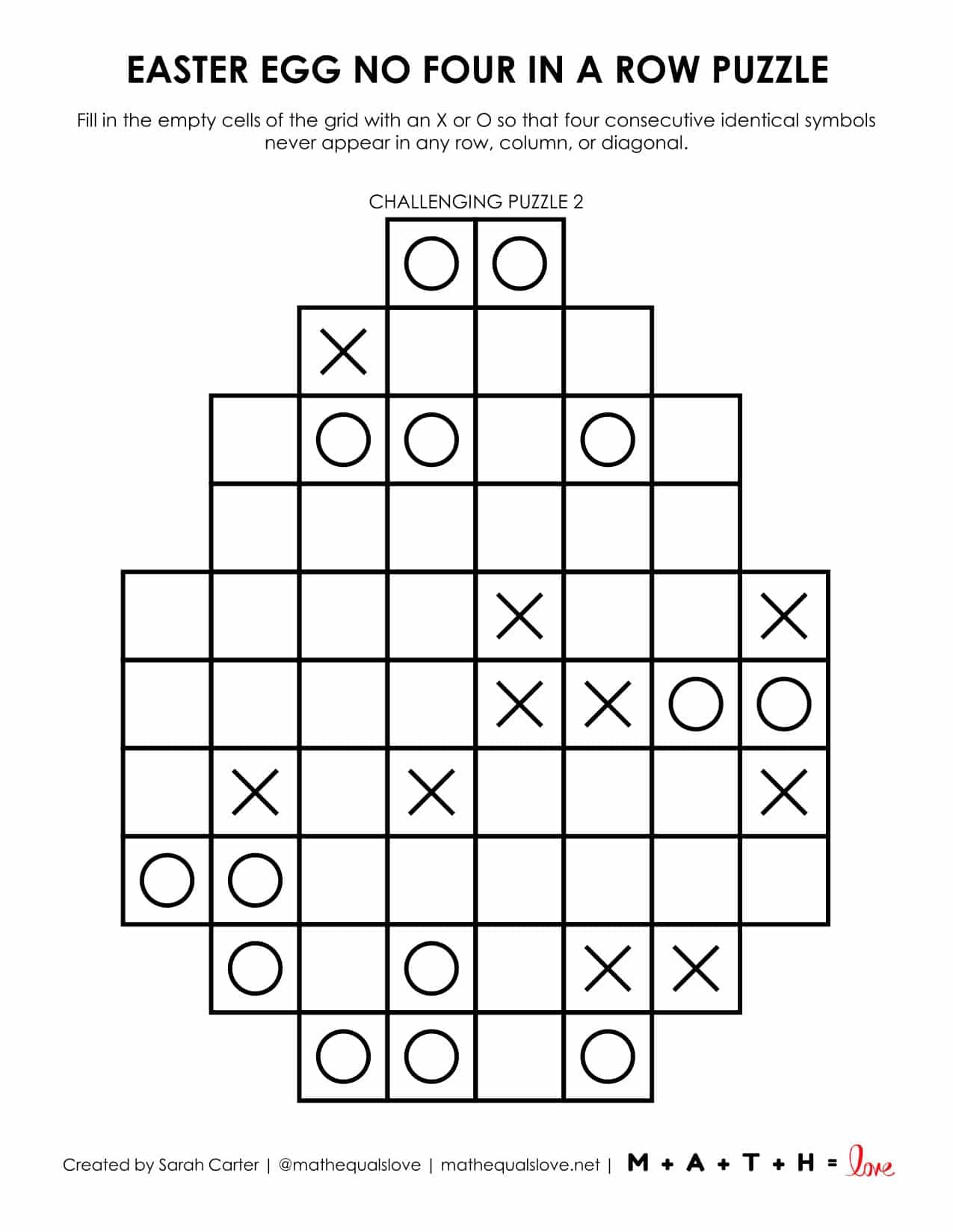 Easter Egg No Four in a Row Logic Puzzles | Math = Love