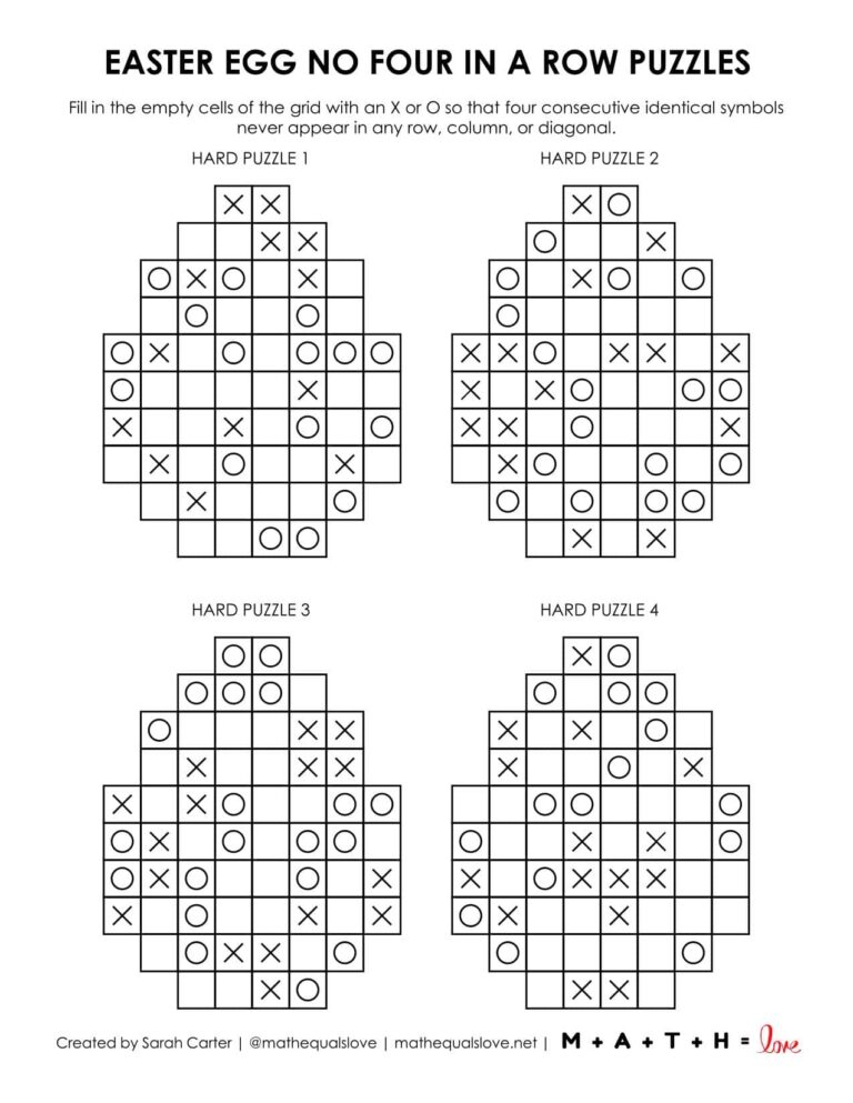 Easter Egg No Four in a Row Logic Puzzles | Math = Love