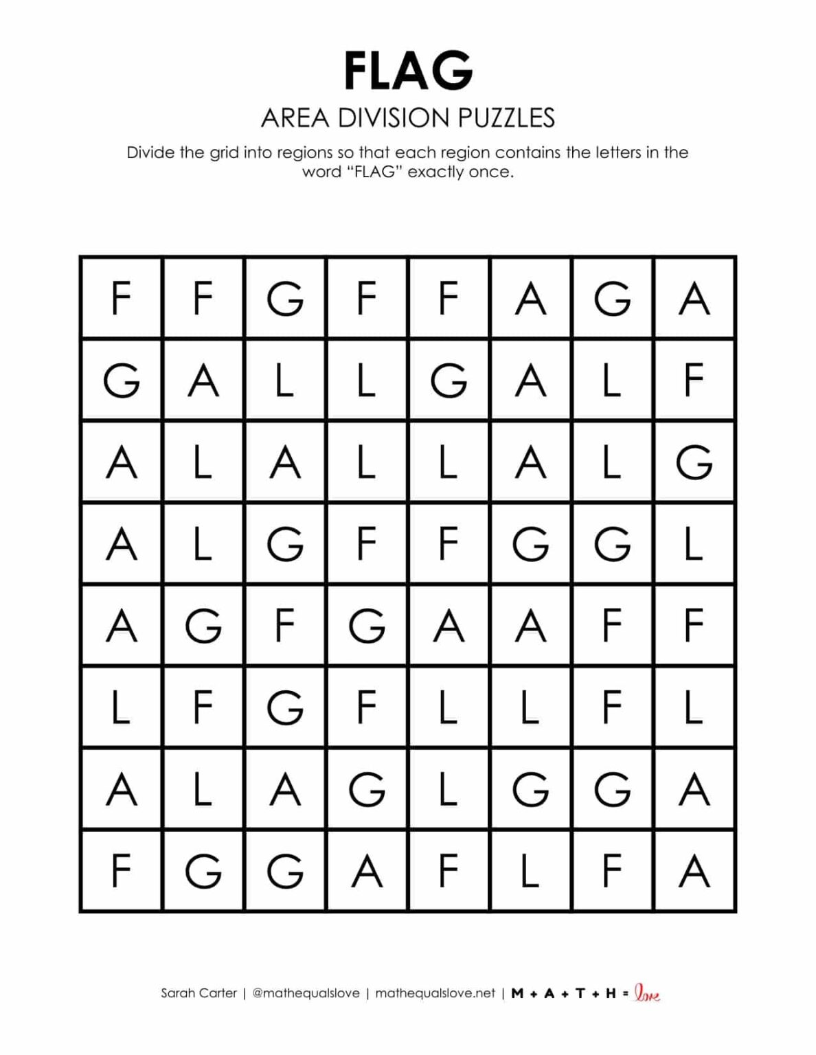 Flag Area Division Logic Puzzles | Math = Love