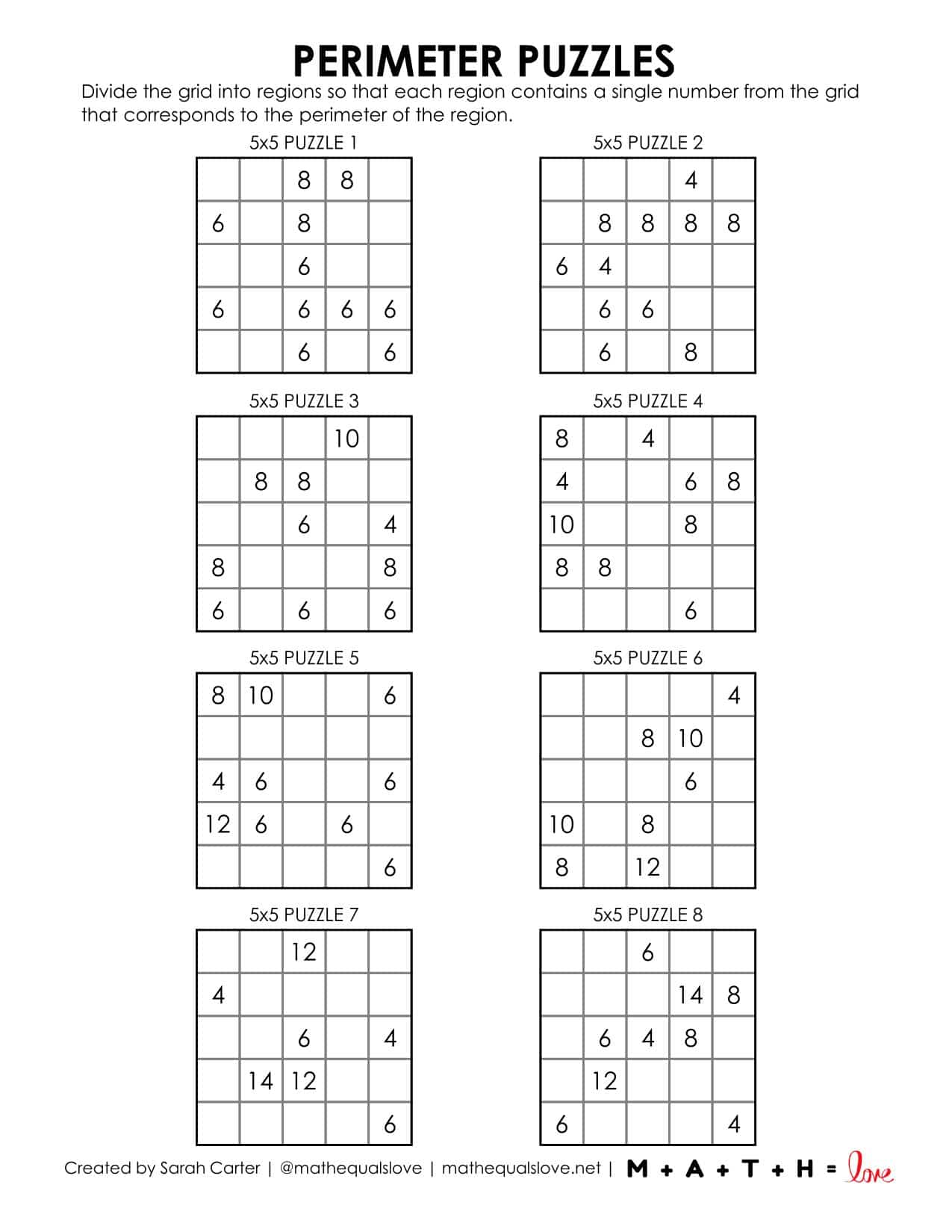 Perimeter Puzzles | Math = Love