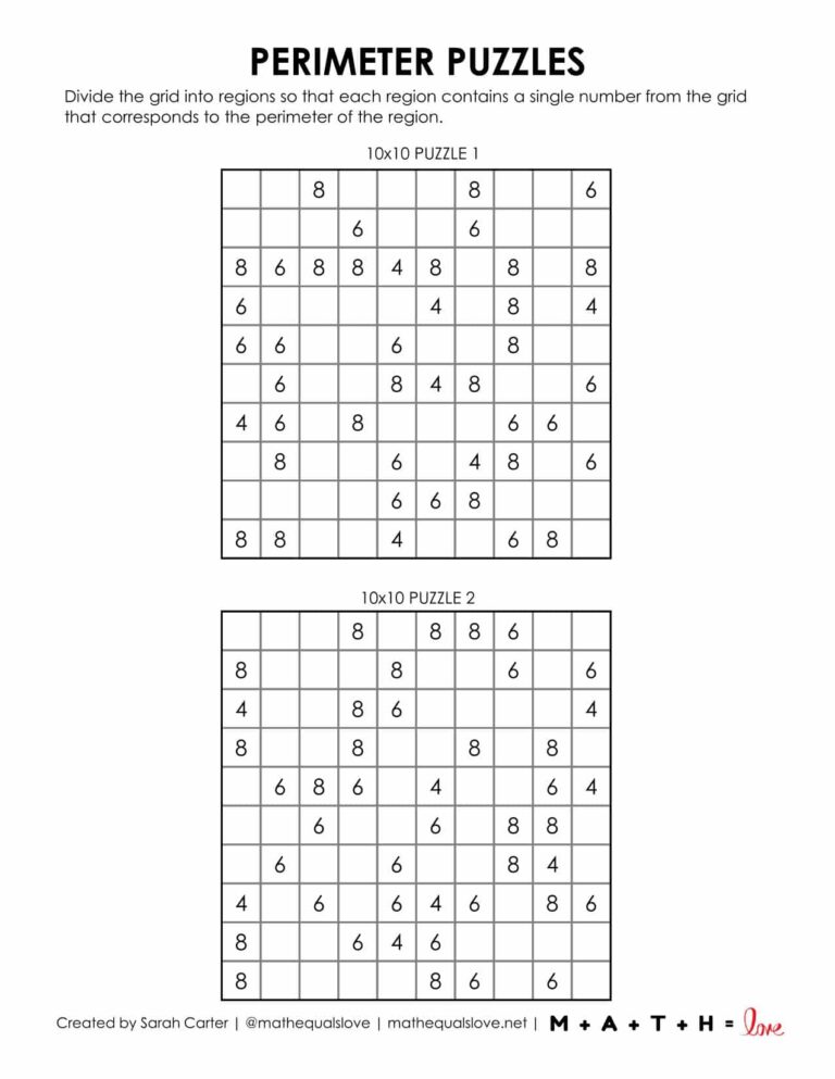 Perimeter Puzzles | Math = Love
