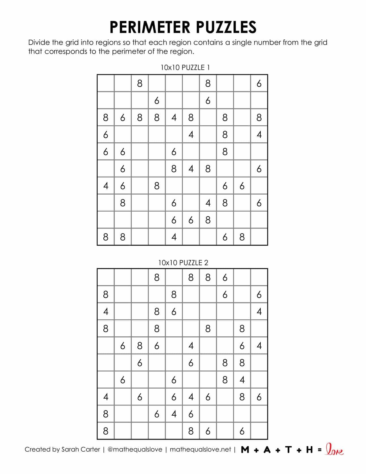 Perimeter Puzzles | Math = Love