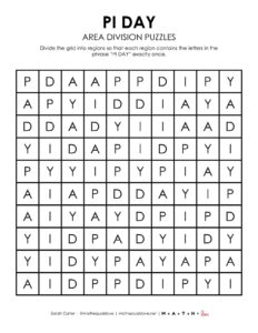 Pi Day Area Division Logic Puzzles | Math = Love