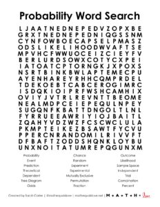 Probability Word Search Puzzle | Math = Love