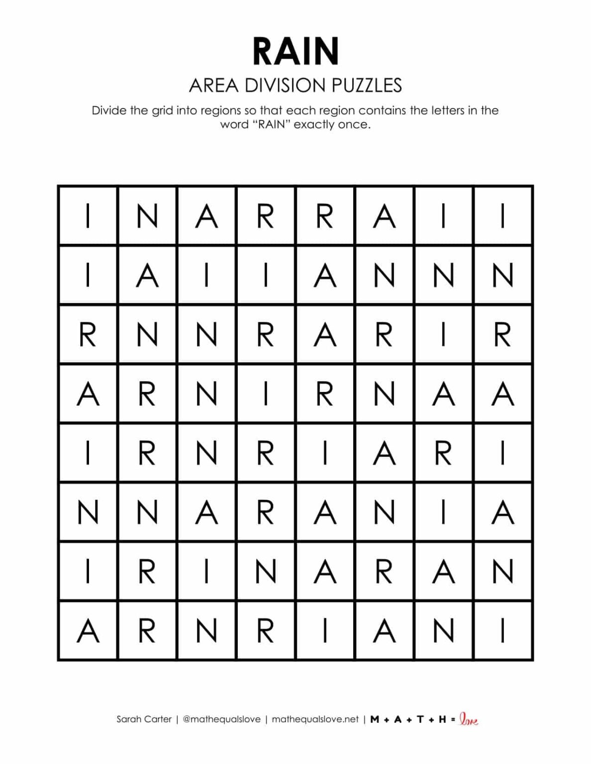 Rain Area Division Logic Puzzles | Math = Love
