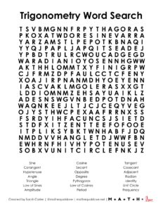 Trigonometry Word Search Puzzle | Math = Love