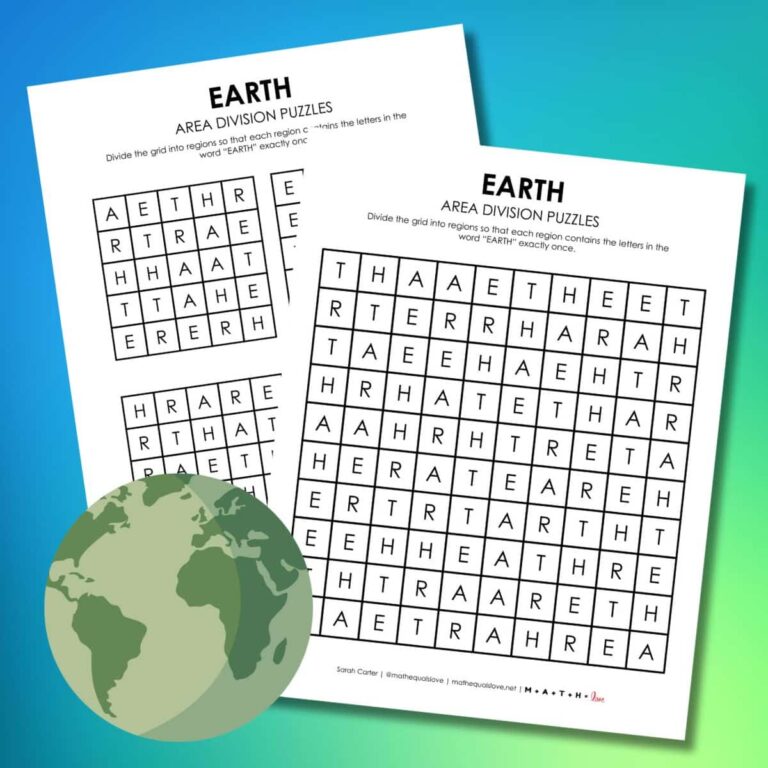 Earth Area Division Logic Puzzles | Math = Love