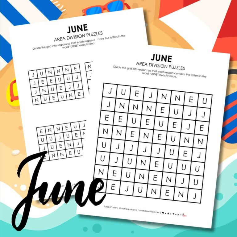 June Activities, Puzzles, & Games | Math = Love