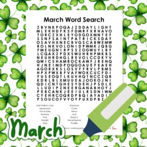 March Word Search Puzzle | Math = Love