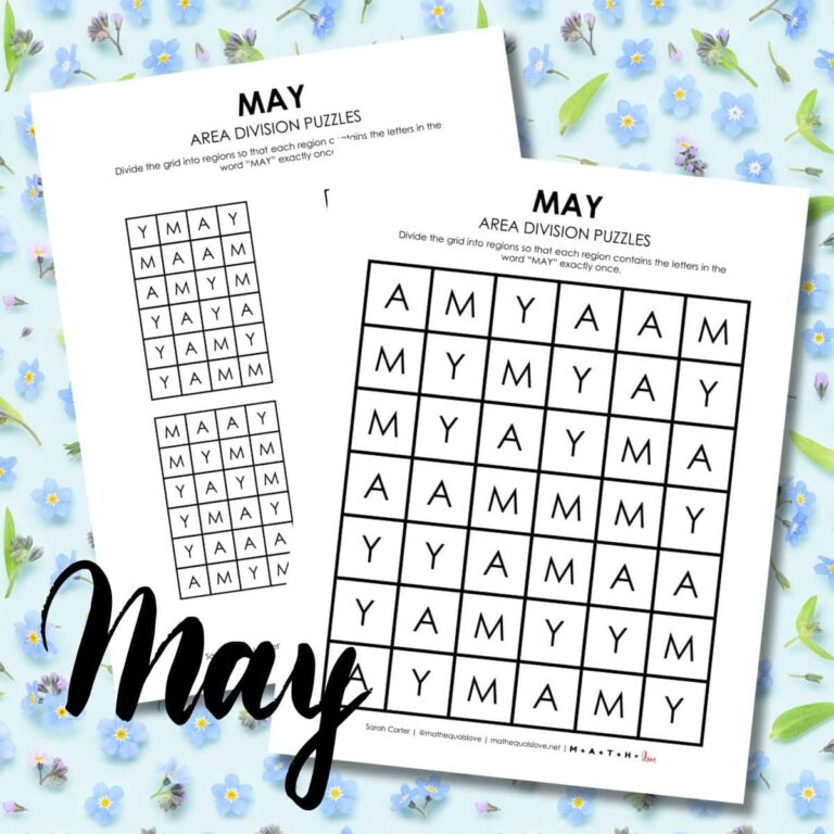 May Word Search Puzzle | Math = Love