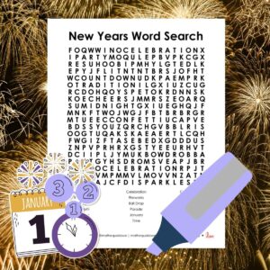 New Years Word Search Puzzle | Math = Love
