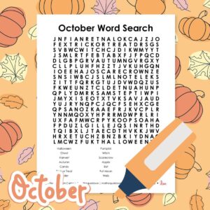 October Word Search Puzzle | Math = Love