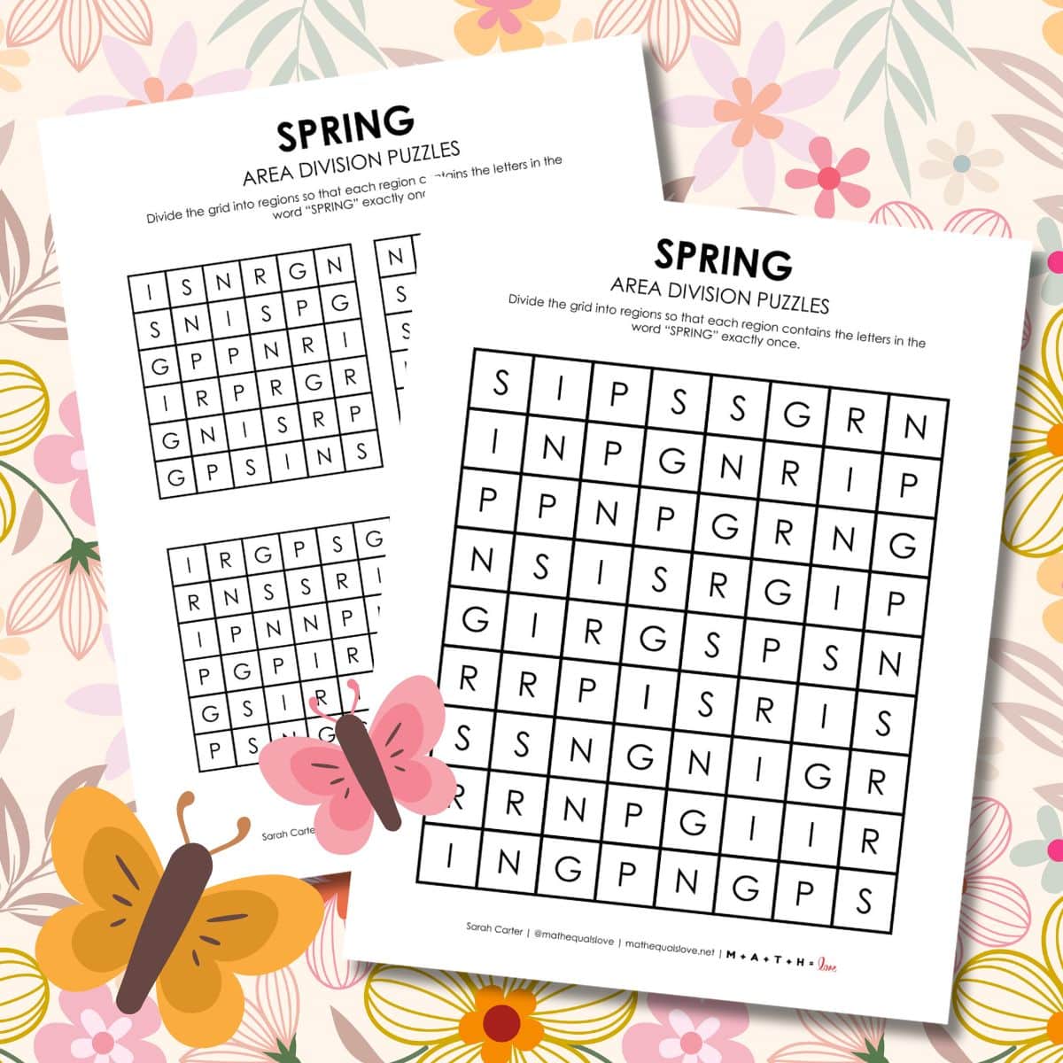 Spring Area Division Logic Puzzles | Math = Love