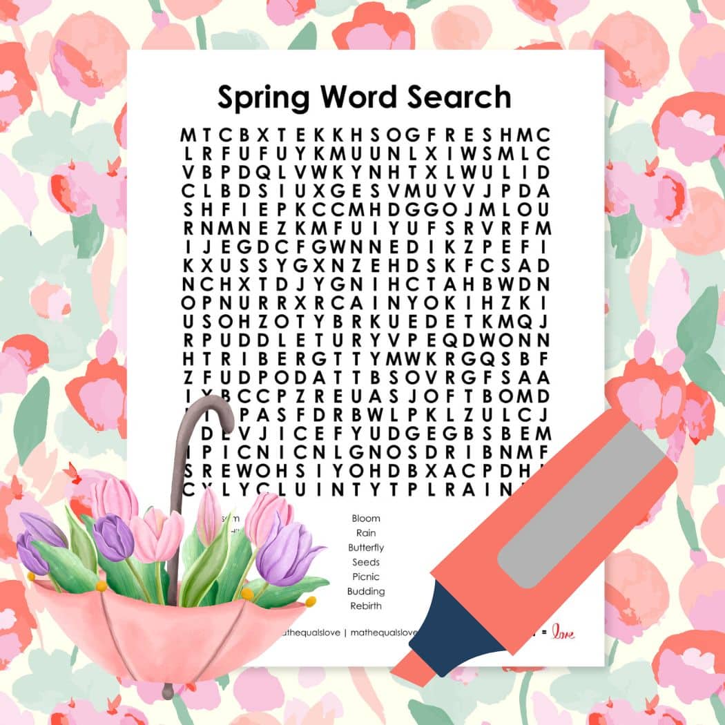 Spring Word Search Puzzle | Math = Love