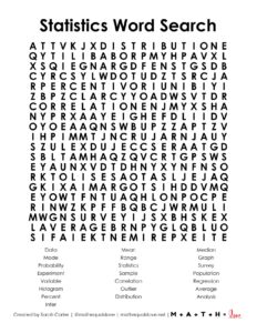 Statistics Word Search Puzzle | Math = Love