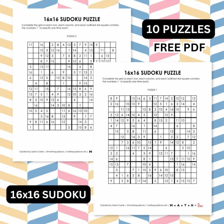Free Printable Sudoku Puzzles (PDF Downloads)