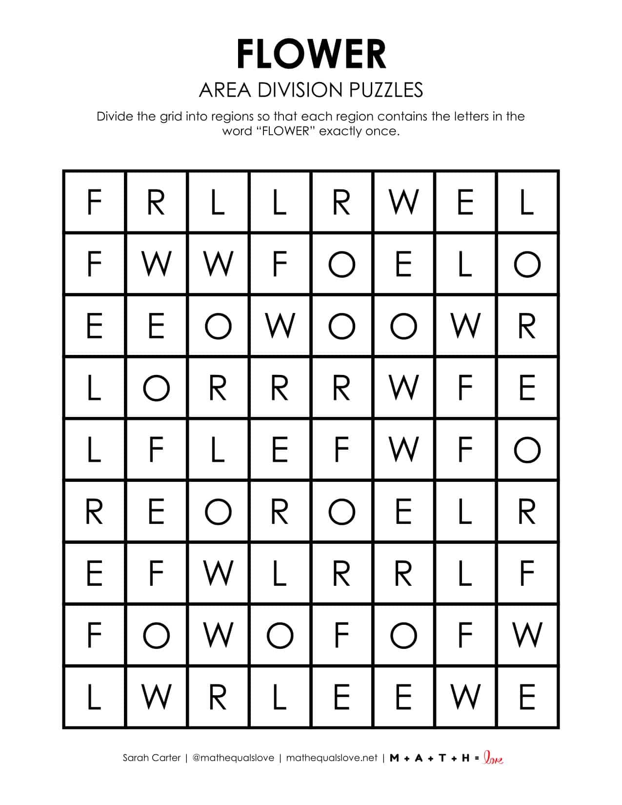 Flower Area Division Logic Puzzles | Math = Love