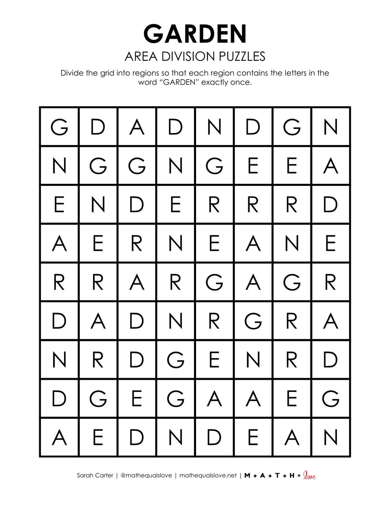 Garden Area Division Logic Puzzles | Math = Love