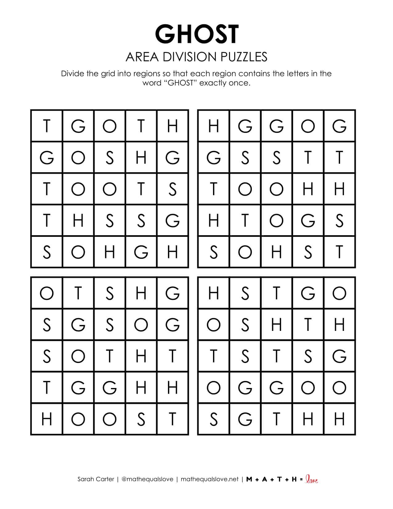 Ghost Area Division Logic Puzzles | Math = Love