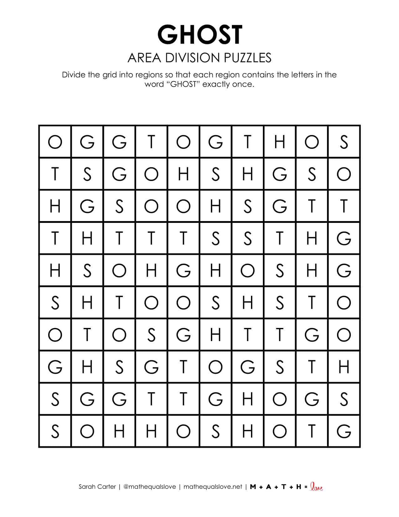 Ghost Area Division Logic Puzzles | Math = Love