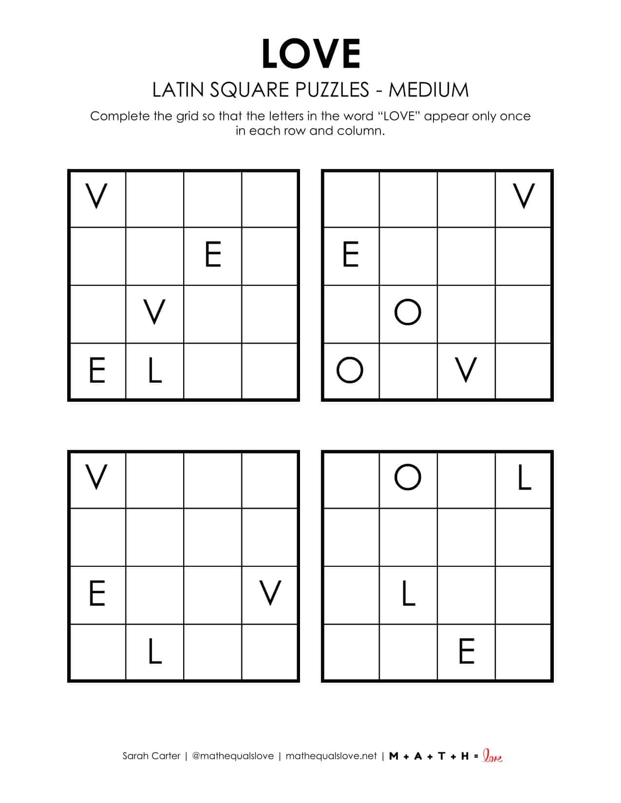 Love Latin Square Puzzles | Math = Love