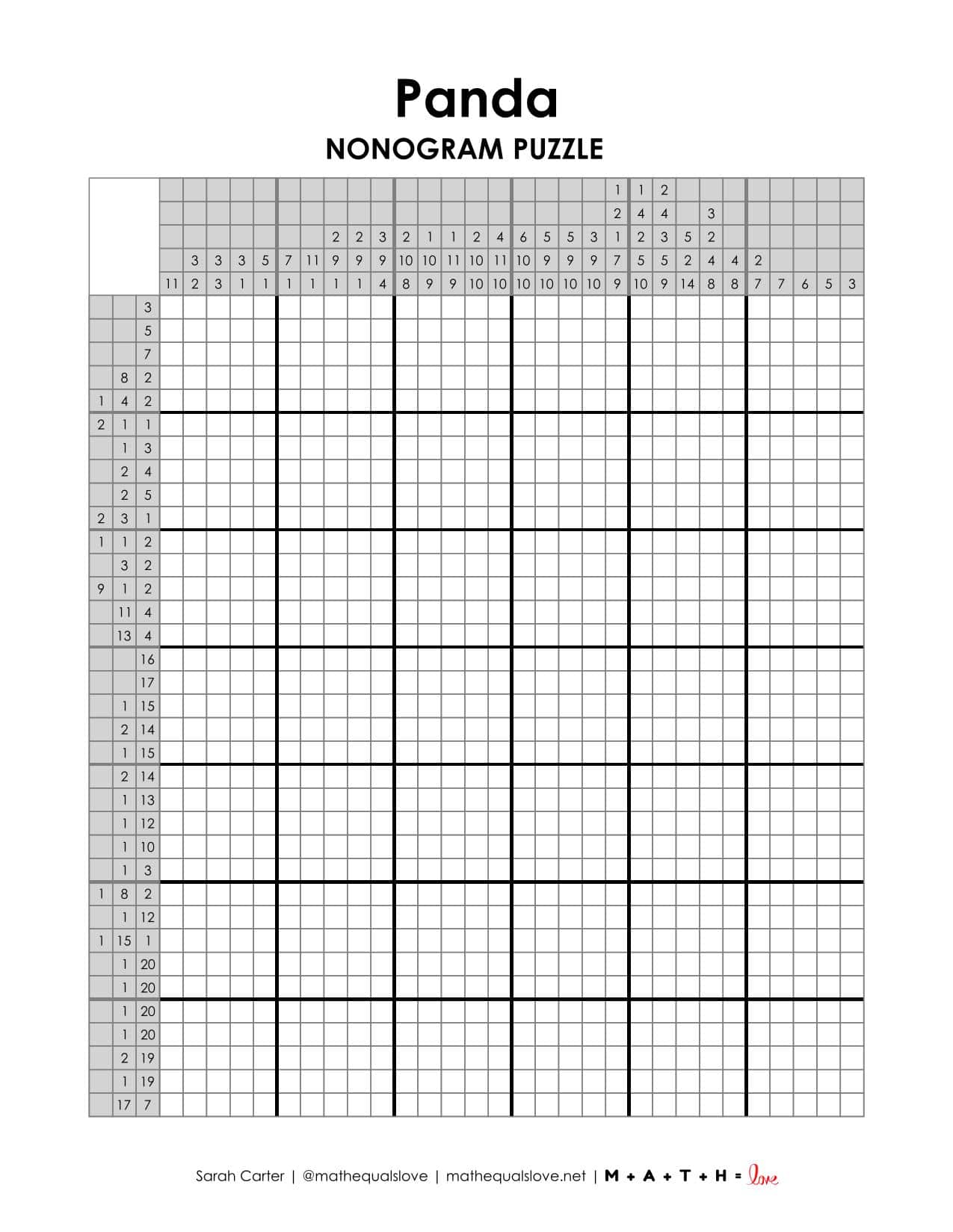 Panda Nonogram Puzzle | Math = Love