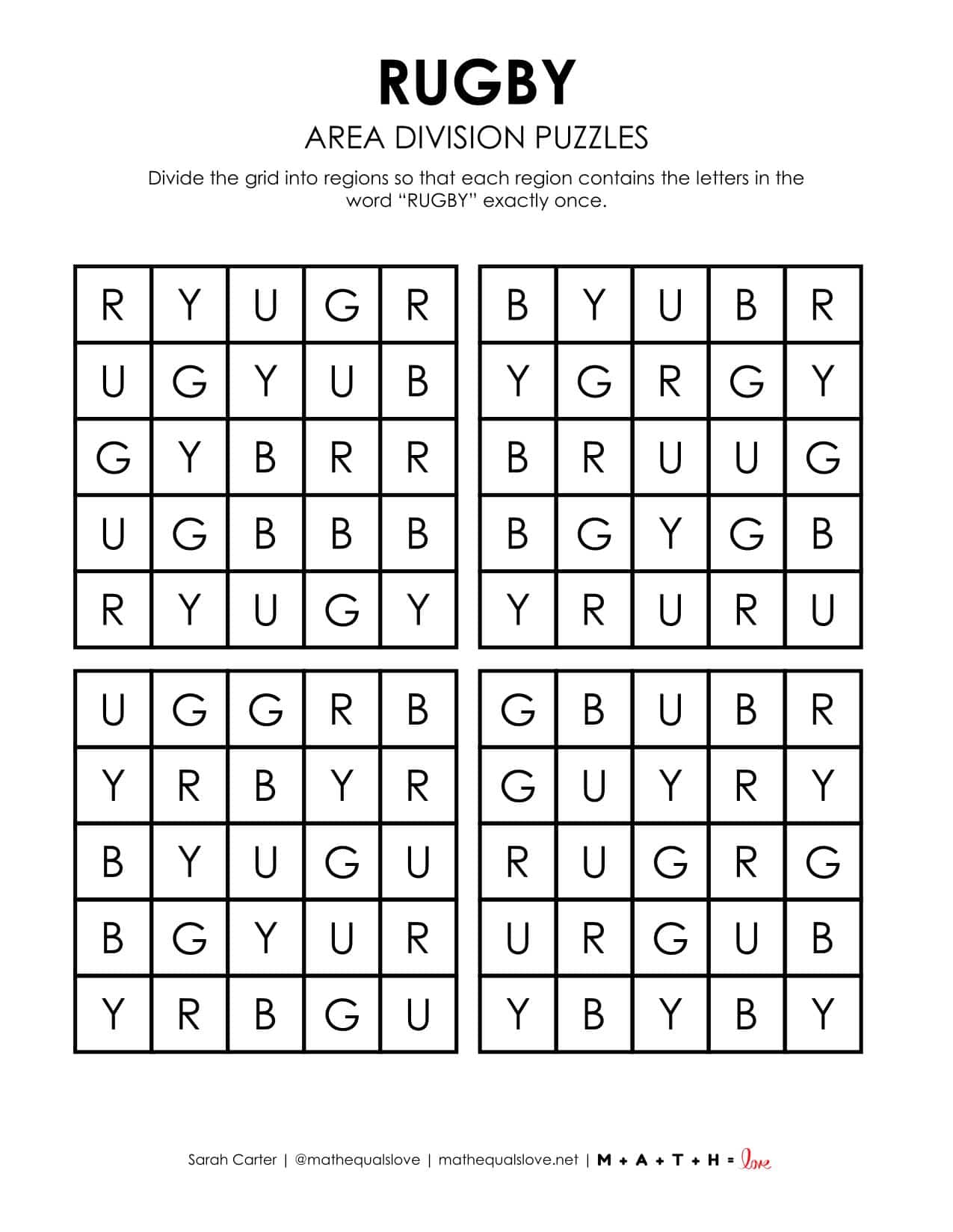 Rugby Area Division Logic Puzzles | Math = Love