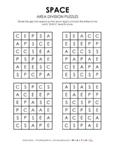 Space Area Division Logic Puzzles | Math = Love