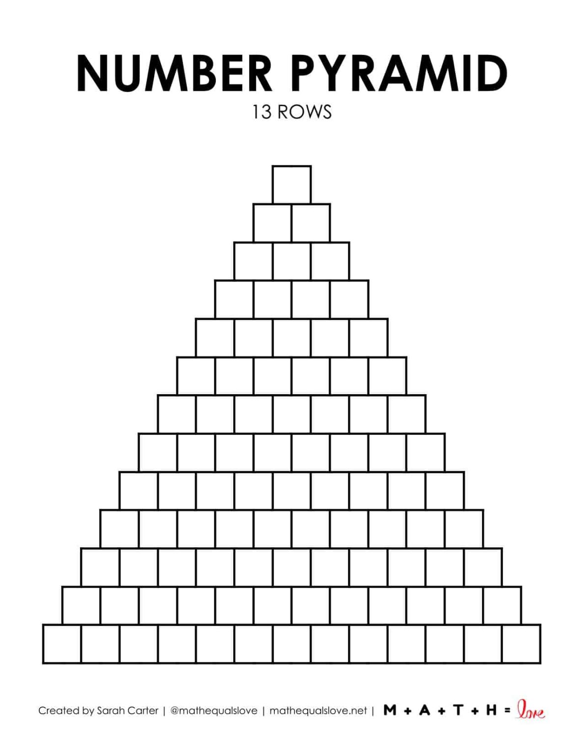 Blank Number Pyramid Templates | Math = Love