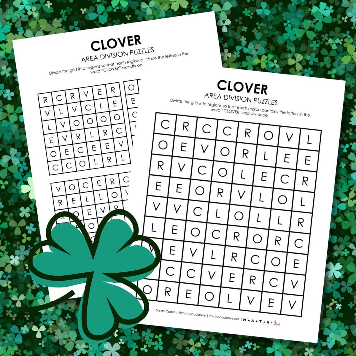 Clover Area Division Logic Puzzles | Math = Love
