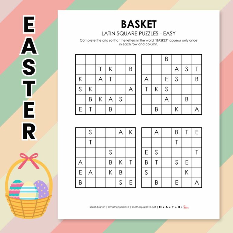 Easter Basket Latin Square Puzzles | Math = Love